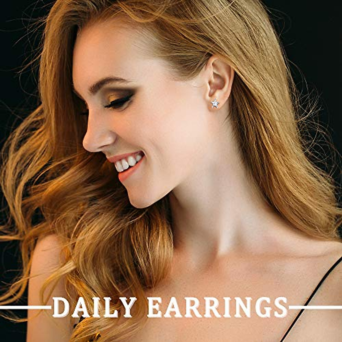 Sllaiss Sterling Silver Star Stud Earrings Cute CZ Stud Earrings for Women Men Dainty Earrings Stud Jewelry Gifts(Star)