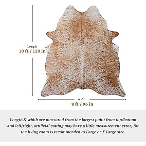 Cowhide Rug Premium Cow Print Rug Non-Slip Cow Hide Area Rug Animal Print Rug Western Rugs for Living Room Bedroom Dining Room Rug for Western Decor (Tan Cowhide, 8x10ft)