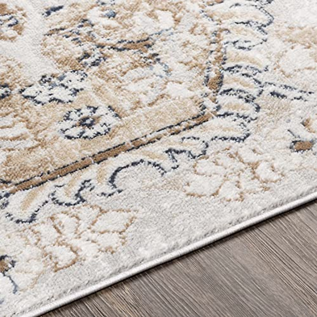 Mudgee Persian Oriental 7'9" x 9'6" Living Room Bedroom Boho Large Area Rug - Bohemian Farmhouse Indoor Carpet - Vintage Distressed Medallion Motif - Soft & Neutral - Tan, Brown, Cream, Beige