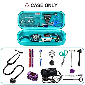 BOVKE Travel Stethoscope Case for 3M Littmann Classic III, Lightweight II S.E, MDF Acoustica Lightweight Stethoscopes, Mesh Pocket for Pen Lights, Medical Scissors and Nurse Accessories, Turquoise
