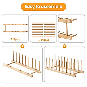 Worthyeah Bamboo Dish Dying Rack - Pot Lid Plate Organizer Holder for Cabinet - Cutting Board Organizer-Plate Rack for Dish, Pot Lid, Bowl, Cup, Cutting Board