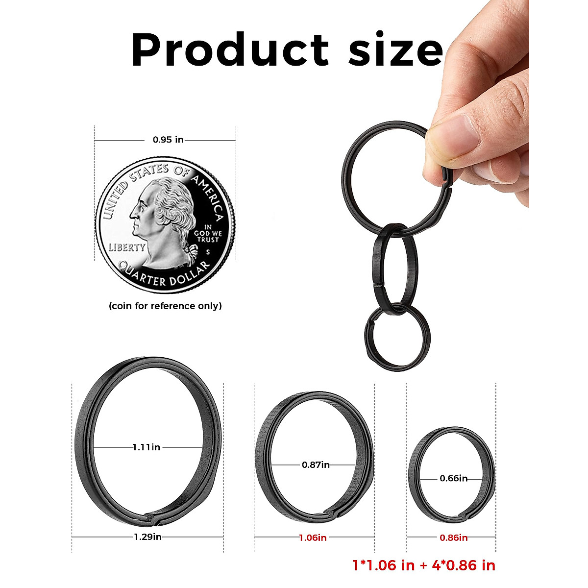 TISUR Key Ring, Titanium Side-Pushing Designed Small Key Chain Rings,Split Rings Keyrings for Men Woman