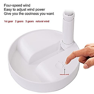 Portable Desk Fan,Foldable Fan Pedestal Stand Floor Fan Adjustable Height from 14.2 inch to 39inch, 4 Speeds & Time Settings, 7200mAh Rechargeable Battery Telescopic Oscillate USB Charging (WHITE)