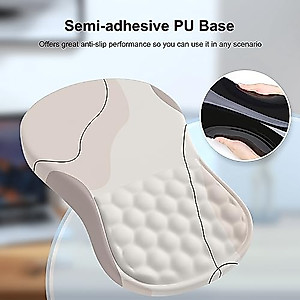 iCasso Ergonomic Mouse Pad Wrist Support, Wrist Rest, Comfortable Computer Gel Mouse Pad for Laptop, Memory Foam,Pain Relief Mousepad with Non-Slip PU Base for Office Home (Brown Art)