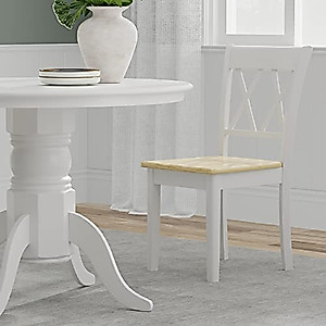 Glenwillow Home 3-PC - 42" Round Pedestal Dining Table in White + White/Natural Double X-Back Dining Chairs Dining Set