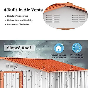 10 x 8 Ft Storage Shed,Outdoor Storage Shed Metal Shed with Floor Frame,Outdoor Shed for Yard Patio Lawn,Perfect to Store Pool Furniture,Bike,Garbage Can