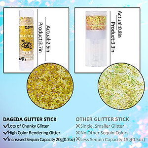 DAGEDA White Body Glitter Stick, Mermaid Face Glitter Makeup Holographic Sequins, Hair Glitters Eyeshadow Body Shimmer for Rave Accessories,Glitter Face Paint for Women Rave Festival