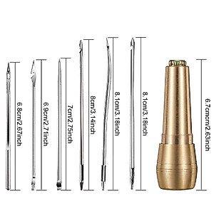 6 Pieces Canvas Leather Sewing Awl Needle with Copper Handle, 50 m Nylon Cord Thread and 2 Pieces Thimble for Handmade Leather Sewing Tools Shoe and Leather Repair