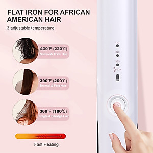 Hair Straightener and Curler 2 in 1, Negative Ion Flat Iron Curling with Ceramic Plates and Dual Voltage Straightening Iron for Black Women, with Auto Shut-Off