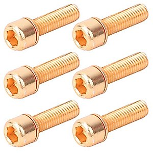 Bicycle Stem, 6 Pcs Bike Steering Handlebar Screw with Spacer for Road Bike for Fixing Gear(Gold one Card/6 pcs)