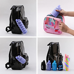 MAKERSLAND Collapsible Water Bottle for Adults, Boys, Students, Kids, Reusable Silicone Foldable Water Bottles for Travel Camping Hiking, Portable Sports Water Bottle, Purple