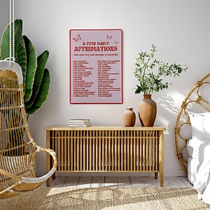 Room Decor Aesthetic Daily Affirmations Motivational Wall Art Metal Tin Sign, Pink Butterfly Wall Home Coffee Room Office Decor 8X12Inch