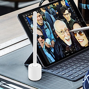 GeeRic Pencil Stand Compatible with Apple Pencil 1st, 2nd Generation, Elegant Holder with/Without Sleeve or Grip Durable Silicone Stand Tip Protection White