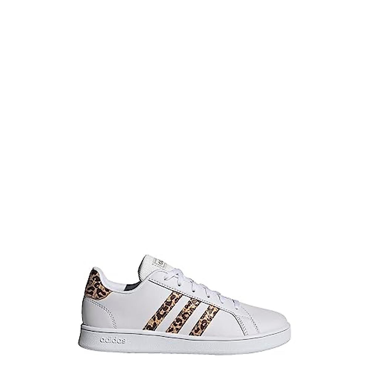 adidas Grand Court Sneaker, White/White/White/Champagne Metallic, 2 US Unisex Little Kid