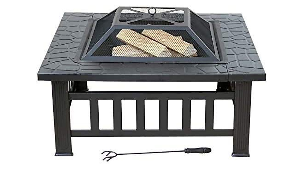 LEAYAN 32in Outdoor Fire Pit & BBQ Grill - Portable & Durable