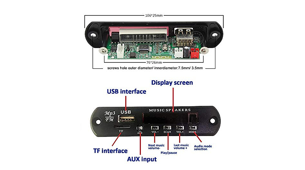 Upgrade Audio: 12V Bluetooth MP3 Decoder Board - USB, FM, TF