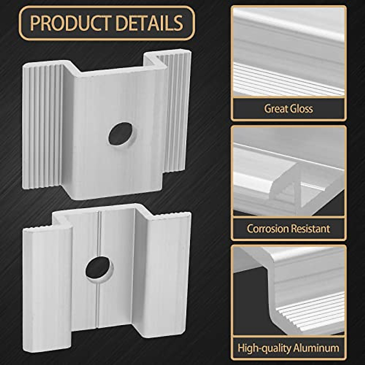 Biaungdo 6 Pcs Solar Panel Mid Clamps, Aluminum Solar Panel Brackets Roof Solar Mid Clamp Mounting Accessories Solar Mid Clamp for Solar Panel Mounting(1.06 Inch)