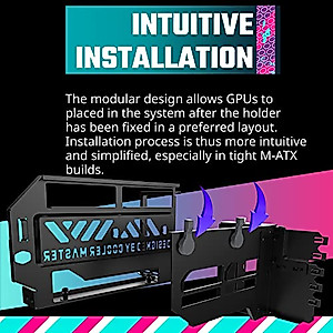 Cooler Master MasterAccessory Vertical Graphics Card Holder Kit V3 with Premium Riser Cable PCI-E 4.0 x16-165mm, Compatibility PCIe 4.0 and Older for E-ATX, ATX, Micro ATX Case (MCA-U000R-KFVK03)