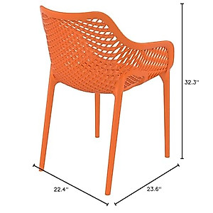 Compamia Air XL Outdoor Patio Dining Arm Chair in Orange (Set of 2)