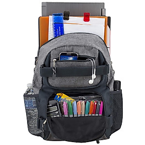 Eastsport Travel Skateboard Backpack Double Strap Laptop Bag Multi-Sport Design for Men and Women, Graystone Chambray