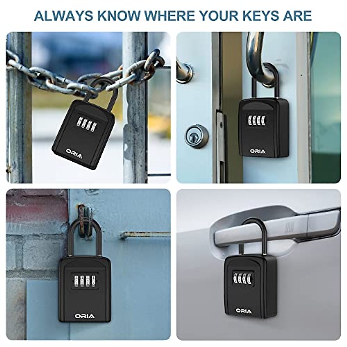 Key Lock Box for Outside,【2 Pack】Weatherproof 4 Digit Combination Key Storage Lock Box, 5 Keys Capacity Lockbox with Removable Shackle for Indoor Outdoor, Small Size 3.66in