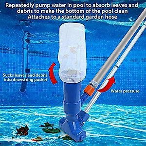 SubClap Portable Pool Vacuum - Spa Jet Vacuum Cleaner with Pole & Skimmer Net for Above Ground & Inground, Telescopic Pole Rake Leaf Skimmer Clean Swimming Pool Hot Tub with Net Bag (No Garden Hose)