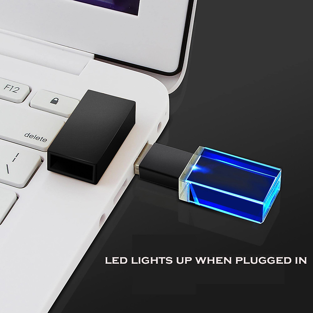 32GB USB 2.0 Flash Drive Novelty Crystal LED Light Glass Transparent Rectangle Shape Pen Drive Thumb Drive Memory Stick Memoria USB Pendrive Wedding Gift