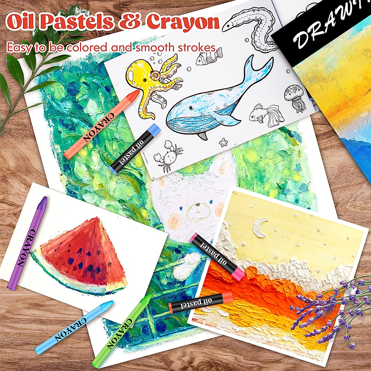 Art Supplies, Caliart 153-Pack Deluxe Wooden Art Set Crafts Drawing Painting Coloring Supplies Kit with 2 A4 Sketch Pads, 1 Coloring Book, Creative Gift Box for Adults Artist Beginners Kids Girls Boys