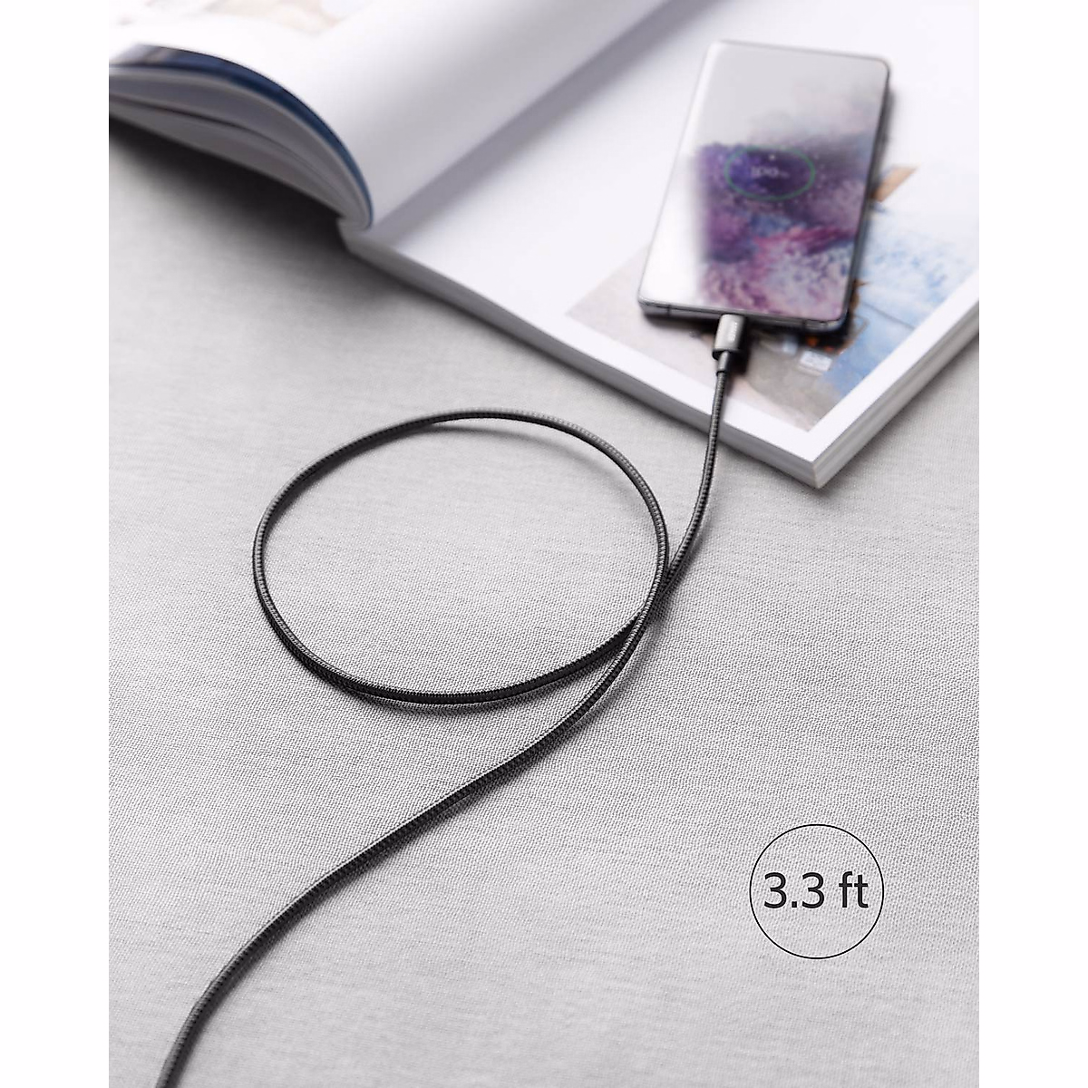 Anker Charger Cable, New Nylon USB C to USB C Cable (3.3ft, 2Pack)Type C 60W(3A) for iPhone 15 / 15Pro/ 15Plus/ 15ProMax, iPad Mini 6/ Pro 2021, iPad Air 4, MacBook Pro 2020, Samsung Galaxy S23,Switch