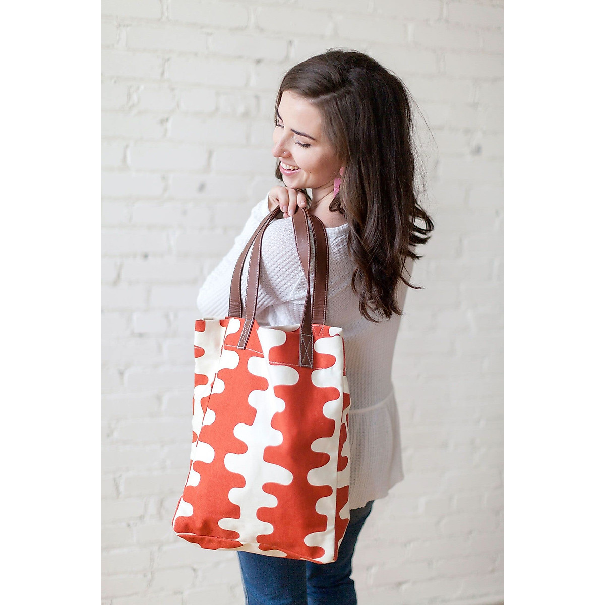 MAIKA Recycled Canvas Market Tote Bag, Echo Tangerine
