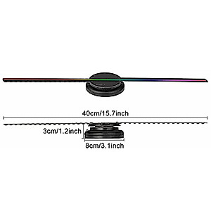 JIANWEI 3D Hologra-m Projector, Wall Mounted 640P Hi-Resolution Hologra-m Advertising Display Fan with 224 LED Holographic Projector for Business Store Signs,Bar,Casino,Party (Black)