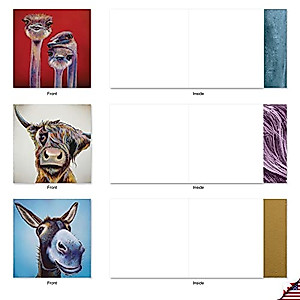 The Best Card Company - 10 Adorable Note Cards Blank (4 x 5.12 Inch) - Wildlife and Animal Cards, Assorted Boxed Kids Set - Animal Magnetism AMQ6218OCB-B1x10