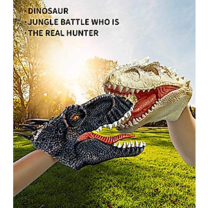 Dinosaur Puppet Toy for Boy 8-12, Geyiie Dino Toys Puppets for Girls Toddler, Dinosaurio Indominus Battle Toys for Kids 5-7 Velociraptor Head Toys Valentine GIF