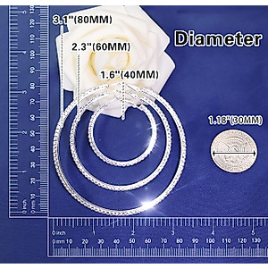 80mm Rhinestone Plated Silver Hoop Earrings Big Circle Earring Large Hoop Earrings,Silver