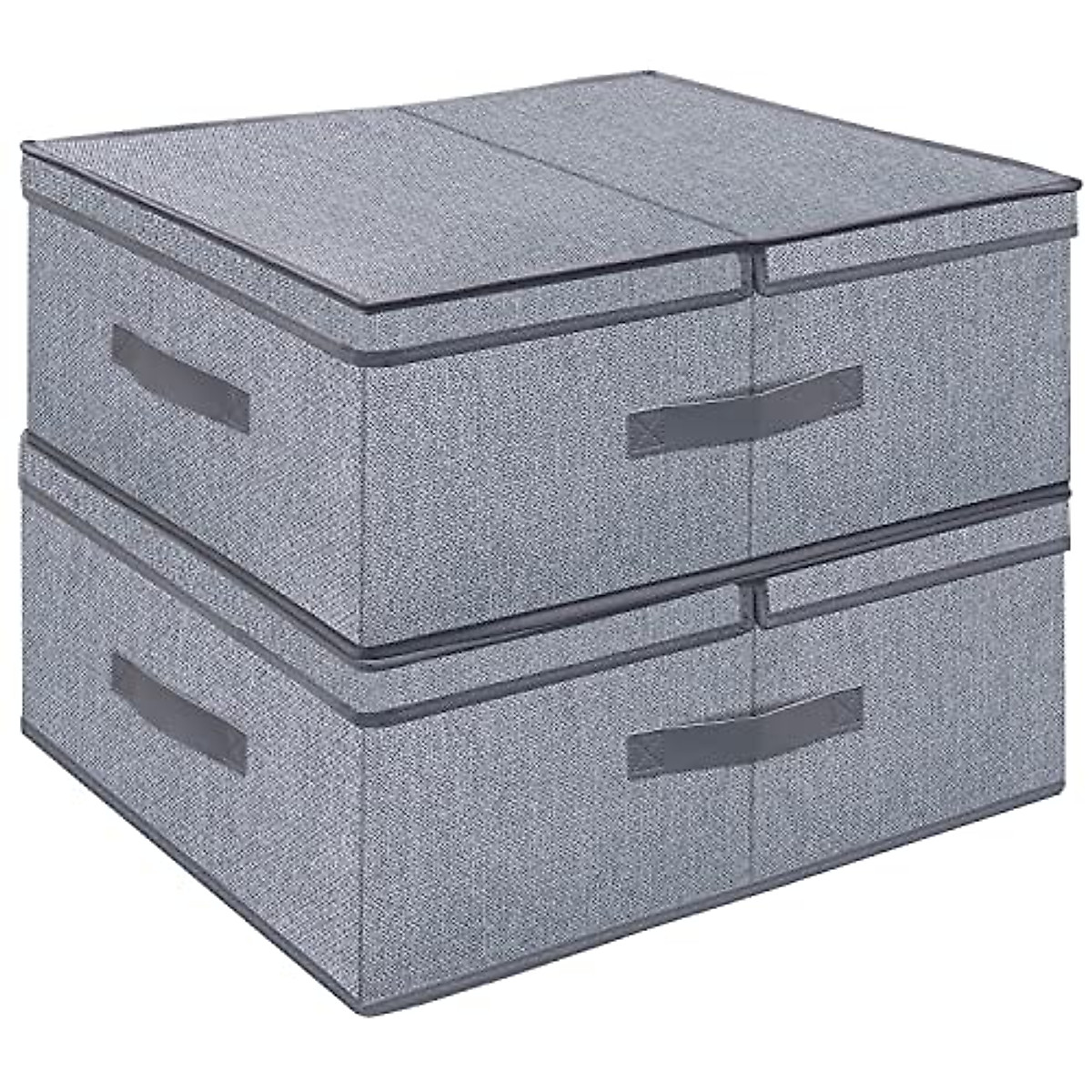 Onlyeasy Fabric Foldable Large Storage Boxes 2 Pack- Bins Cubes Dividers Containers Baskets Cloth Closet Shelf Cubby Bookcase Baby Organizer for Home with 2 Lids, 19.7"x16.5"x7.9", Grey, MNDLB50P2