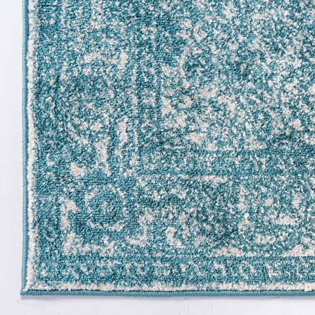 Unique Loom Bromley Collection Vintage, Medallion, Country, Traditional, Border Area Rug, 8 ft x 10 ft, Turquoise/Ivory