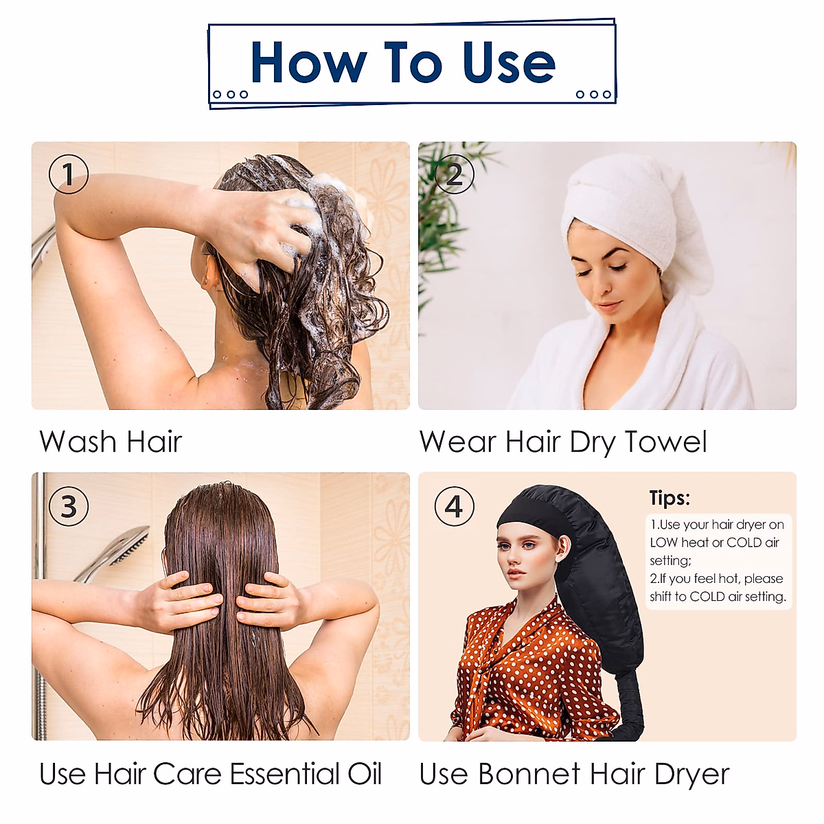 TEPENAR Bonnet Hair Dryer Attachment: Upgraded Extra Large Hooded Hair Dryer Adjustable Soft Blow Dryer Caps - Easy to Use for Natural Curly Textured Hair Care Styling Fast Drying