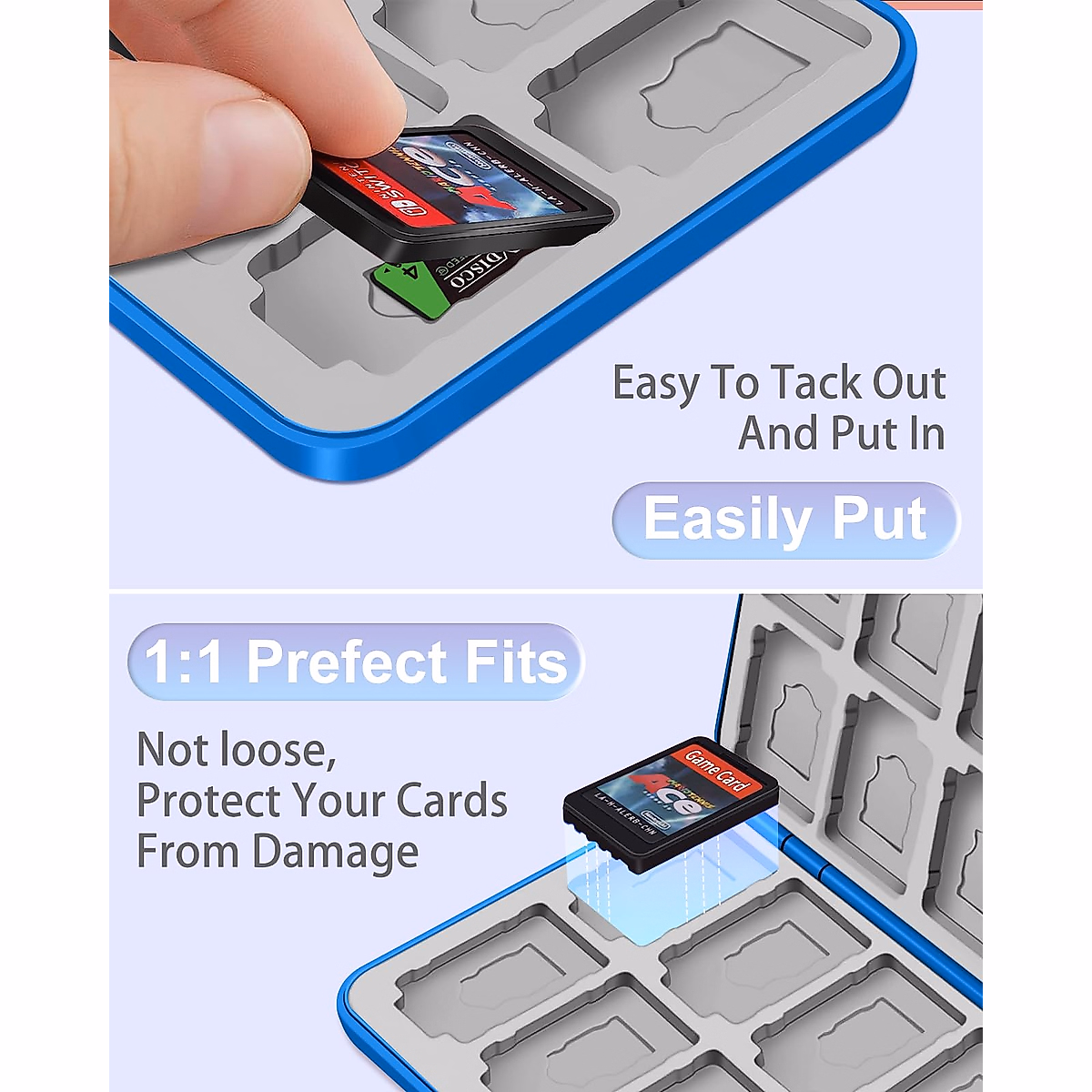 Xinocy for Nintendo Switch Game Case with 24 Game Holder Slots and 24 SD Micro Card Slots for Nintendo Switch/Lite/OLED,Cute Cartoon Games Cartridge Cases for Boys Kids Girls Kawaii Storage Box, Maro1