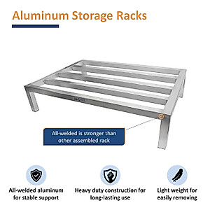GSW 8-Inch High All Welded Aluminum Dunnage Racks with Plastic Feet, 36”L x 24”W x 8”H