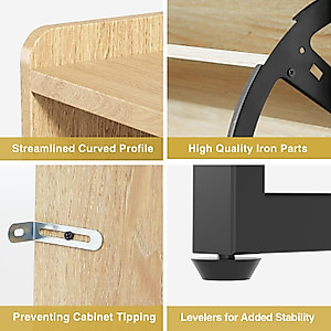 FiveWillowise Shoe Storage Cabinet, Shoe Cabinet with 2 Flip Drawers & Sensor Light, Entryway Slim Shoe Cabinet with Metal Frame, Hidden Shoe Qrganizer for Entrance/Hallway, Natural