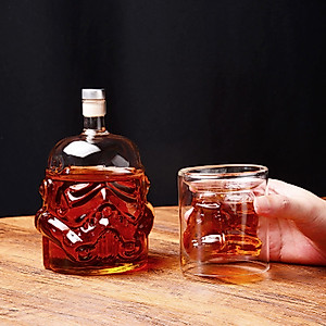 Yingluo Transparent Creative Whiskey Decanter Set With 2 Glasses,Flask Carefe,Whiskey Carafe for Wine,Scotch,Bourbon,vodka,Liquor-750ml Gifts for Men