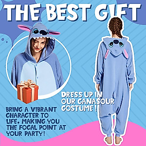 CANASOUR Polar Fleece Halloween Costume Christmas Adult Anime Unisex Animal Cosplay Onesie (Medium, New Blue)