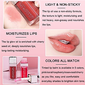 Charm Kiss Hydrating Lip Glow Oil, Moisturizing Lip Oil Gloss Transparent Plumping Lip Gloss, Transparent Toot Lip Oil, Korean Fashion Lip GlossLip Oil Tinted for Lip Care and Dry Lips-