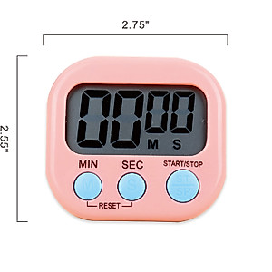 Mithrim Multi-Functional Timer Magnetic Backing, Large Screen Count & Countdown Digital Electronic Timer, Used for kitchen, Study, Sports (Pink)