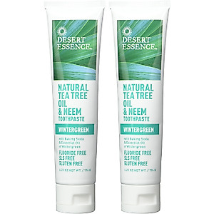 Desert Essence Natural Tea Tree Oil Wintergreen Toothpaste, 6.25 Ounce - 2 per case.