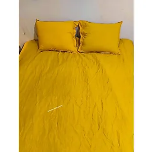 The Bed Linen Twin Duvet Cover Set with 3 Piece Soft Linen Bedding Set 1 Duvet Cover with 2 Pillowcase Luxurious (Yellow)