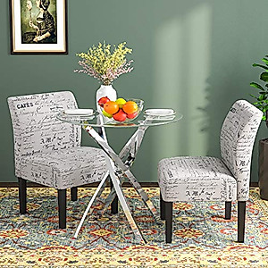 mecor Contemporary Glass Top Dining Table, Kitchen Bistro Round Table w/Art-Design Stainless Steel Frame (Clear)