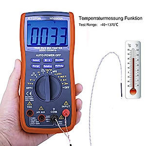 ETEPON Digital Multimeter True RMS Auto Raging Voltage Tester, Measures, Voltage, Current, Resistance, Continuity, Frequency, Capacitance, Temperature, Test Diodes,Transistors（6000 Counts Multimeter)