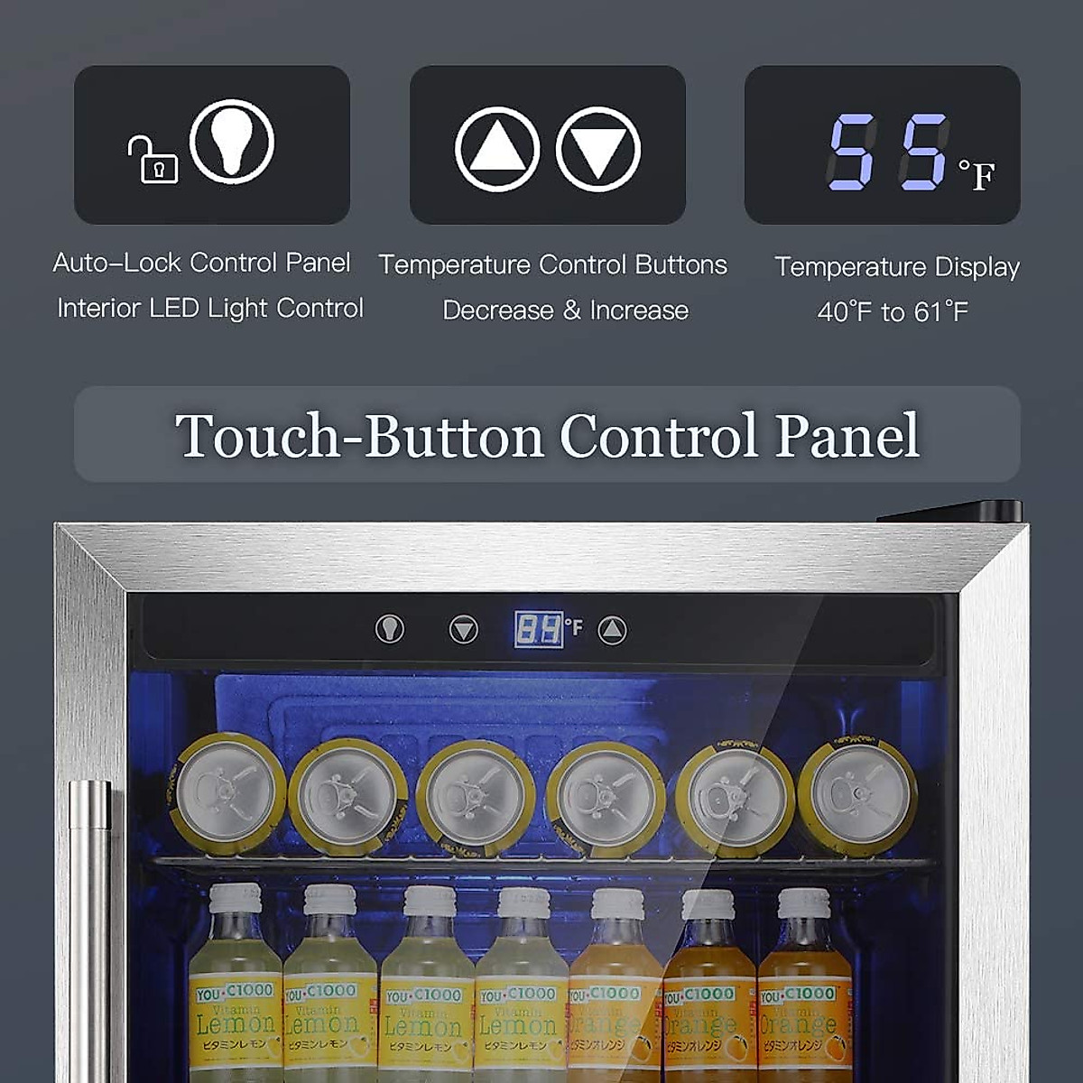 Beverage Refigerator -145 Can Mini Fridge with Glass Door for Soda Beer or Wine,Small Drink Dispenser, Can Cooler，For Bedroom, Home, Bar&Office with Adjustable Removable Shelves 4.5 Cu. Ft.