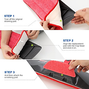 LANMU 3 Pack Microfiber Mop Pads and 2 Pack Scrubbing Pads Compatible with Rubbermaid Reveal Spray Mop,16.5" x 5.5" Reusable Replacement Head Cleaning Refills